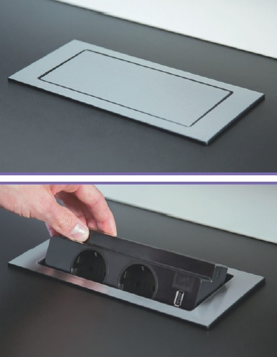 Stopcontact Evoline Backflip Glas Zwart Glanzend - Haprox webshop